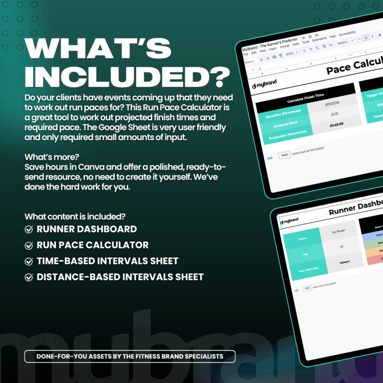 The Runner's Predictor - Google Sheet - Asset Shop | Graphfit